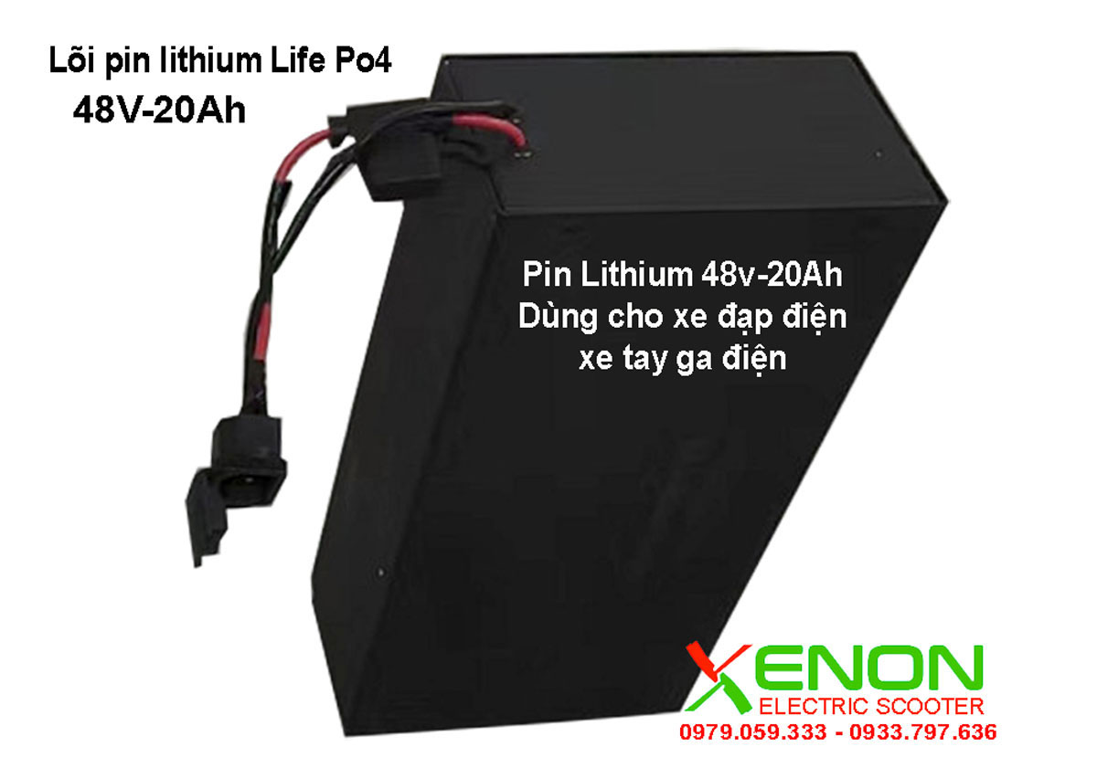 Pin Lithium Lifepo4 48V20Ah Xenon dùng cho xe đạp điện, xe máy điện